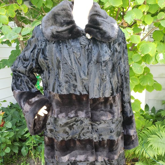 Jackets & Coats | Fur Coat Mink And Goat Large In Black | Poshmark